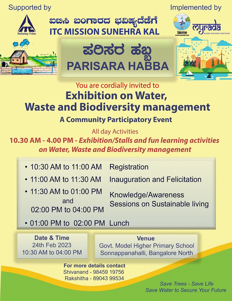 Invitation to "Parisara Habba" - Exhibition on water, waste, and ...